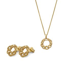 Orphelia 'Estelle' Damen 925 Sterlingsilber Set: Kette-Anh&auml;nger + Ohrringe - Gold SET-7516/G