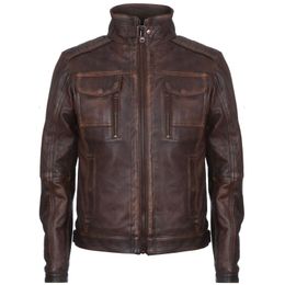 Biker-Motorradjacke aus Leder im Distressed-Look