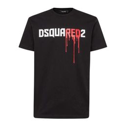 Dsquared2 Bloody Red Logo Schwarzes T-shirt