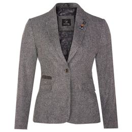 Damen-Blazer aus Tweed im 1920er-Jahre-Stil mit Fischgr&auml;tenmuster in Grau