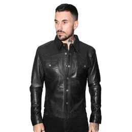 Herren Retro-Lederhemd-Jeansjacke-Peking