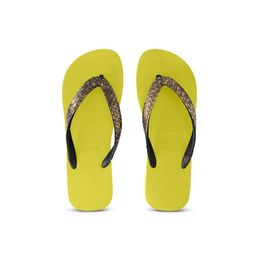 Uzurii Python Bronze Flip Flop Neon Lime