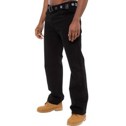 Enzo | Herren Regular Fit Denim Jeans mit G&uuml;rtel - Schwarz