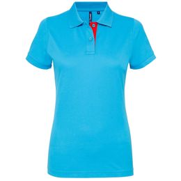 Asquith & Fox - Kontrast-Poloshirt - Damen (T&uuml;rkis/Rot)
