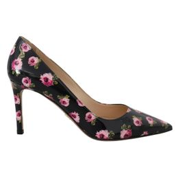 Prada Blumen Patentleder Pumps mit bedruckten Abs&auml;tzen