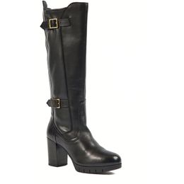 Pod Nitika Leder Damen Schwarz Stiefel