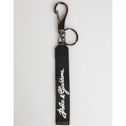 Dolce & Gabbana Schwarze Wei&szlig;e Polyester DG Logo Silber Herren Schl&uuml;sselanh&auml;nger Schl&uuml;sselring