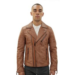 Brando Herren-Bikerjacke aus Leder mit doppeltem Kreuzrei&szlig;verschluss und Casablanca