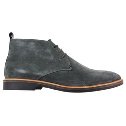 Graue Herren-Chukka-Stiefel aus Wildleder mit Schn&uuml;rung