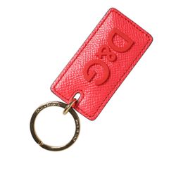 Dolce & Gabbana Roter Kalbleder Logo Metallring Herren Schl&uuml;sselanh&auml;nger