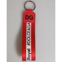 Dolce & Gabbana Roter Logo Polyester Silber Messing Halter Schl&uuml;sselanh&auml;nger Herren Schl&uuml;sselring