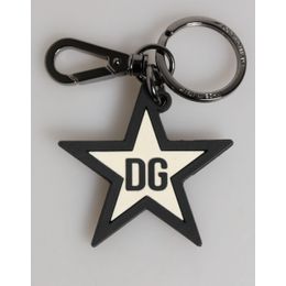 Dolce & Gabbana Wei&szlig;es Schwarzes DG Logo Stern Gummi Herren Schl&uuml;sselanh&auml;nger Schl&uuml;sselring