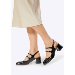 Wittchen Damen-Pumps aus Leder mit Riemchen, Schwarz, Naturleder