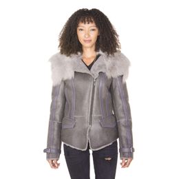 Graue Toscana Shearling-Fliegerjacke f&uuml;r Damen &ndash; Teresina