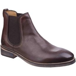 COTSWOLD Mens Corsham Town Leder Pull On Casual Chelsea Ankle Boots (Dunkelbraun)