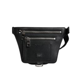 Dolce & Gabbana Schwarzer Kalbsleder-Logo-Plakette G&uuml;rtel H&uuml;fttasche f&uuml;r Herren