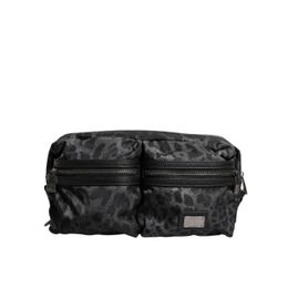 Dolce & Gabbana Schwarze Graue Leopard DG Logo G&uuml;rtel H&uuml;fttasche