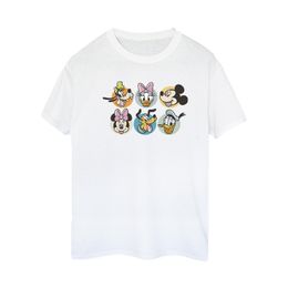 Disney - "Mickey Mouse And Friends Faces" T-Shirt f&uuml;r Damen (Wei&szlig;)
