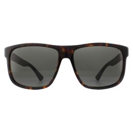Gucci Rectangle Mens Havanna und Grau Grau polarisierte Sonnenbrille