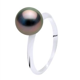 Armreif-Ring, echte Tahiti-Zuchtperle, rund, 8&ndash;9 mm &ndash; Wei&szlig;gold