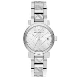 Burberry BU9144 Silber Check gestempelt Zifferblatt Damenuhr