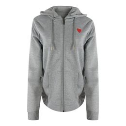 Moschino Kapuzenpullover Mit Kleinem Roten Herzlogo, Grau, Mit Rei&szlig;verschluss