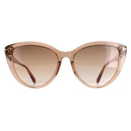 Tom Ford Cat Eye Womens gl&auml;nzend hellbraun braun Spiegel FT0915 Isabella Sonnenbrille