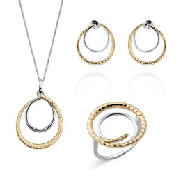 Orphelia 'Bastien' Damen-Set aus 925er Sterlingsilber: Halskette + Ohrringe + Ring &ndash; Silber/Gold SET-7499