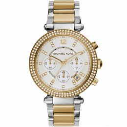 Michael Kors MK5626 Parker Damen Chronograph Uhr, Zweifarbig Edelstahl