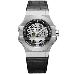 Maserati Potenza R8821108001 Automatische 42mm Schwarze Skelettzifferblatt Herrenuhr