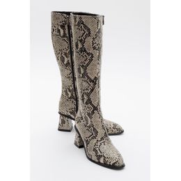 Elly Gemusterter Blockabsatz-Stiefel