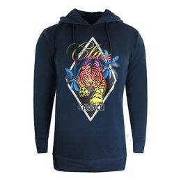 Cavalli Class Diamond Tiger Design Marineblauer Kapuzenpullover