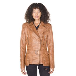 Lange Damen-Bikerjacke aus Leder &ndash; Quito