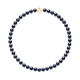 DIADEMA - Halskette - Echte S&uuml;&szlig;wasserperlen - Schwarzer Tahitian Style - Gelbgold