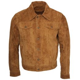 Trucker-Jeansjacke aus Ziegenwildleder