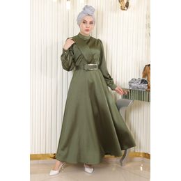 Drapiert Satin Abendkleid Khaki