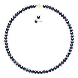 Set bestehend aus: Halskette aus echten S&uuml;&szlig;wasser-Zuchtperlen, halbrund, 6&ndash;7 mm