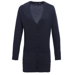 Premier Damen/Damen Langarm Strickjacke mit V-Ausschnitt (Marine)