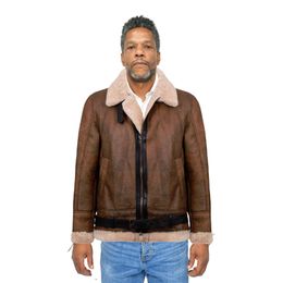 Herren Vintage Braune Schaffell-Fliegerjacke - KANSAS