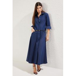Damen marineblaues, schlichtes langes, l&auml;ssiges Oversize-Maxikleid
