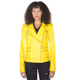 Damen Leder Vintage Brando Bikerjacke-Orlando