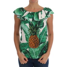 Dolce & Gabbana Dolce & Gabbana Damen Bluse mit Ananas-Banane und Pailletten