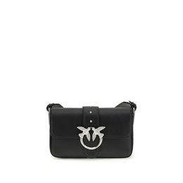 Pinko Schwarze Kalbsleder Bos Taurus Schultertasche