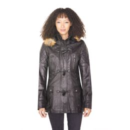 Damen-Parkajacke aus gestepptem Leder &ndash; Br&uuml;ssel