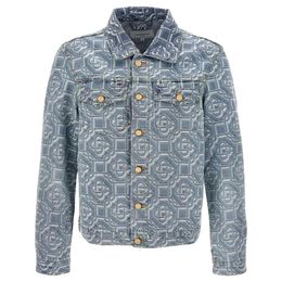 Casablanca Klassische Monogram Jeansjacke Aus Gebleichtem, Blauem Denim