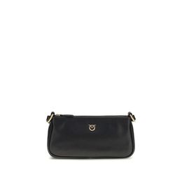 Pinko Schwarze Kalbleder Bos Taurus Schultertasche