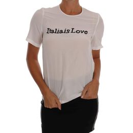 Dolce & Gabbana Dolce & Gabbana Wei&szlig;e Seidene ITALIA IS LOVE Bluse T-Shirt