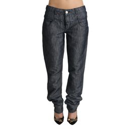 Acht Dunkelgraue Ramie Mittlere Weite Gerade Denim Jeans
