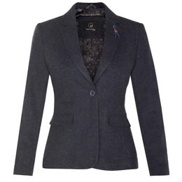 Damen-Blazer aus Tweed im 1920er-Jahre-Stil mit Fischgr&auml;tenmuster in Marineblau
