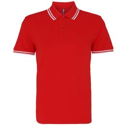 Asquith & Fox Herren Poloshirt mit klassischer Passform (rot/wei&szlig;)